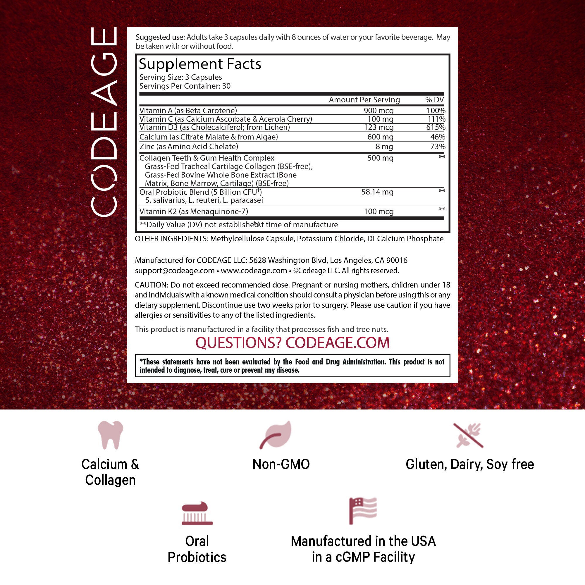 Codeage Vitamins Teeth & Gums 90 Capsules | GNC